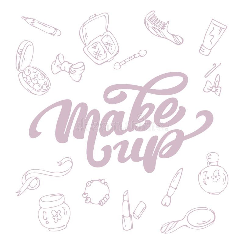 Lettering the Word Makeup on a White Background Stock Vector ...