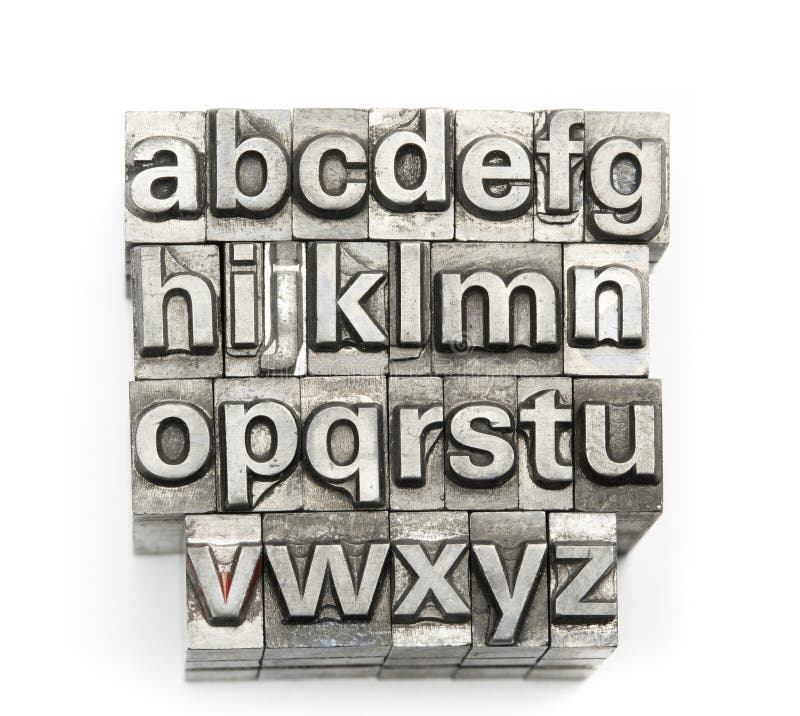 Letterpress - Block Letter English Alphabet and Number Stock Image ...
