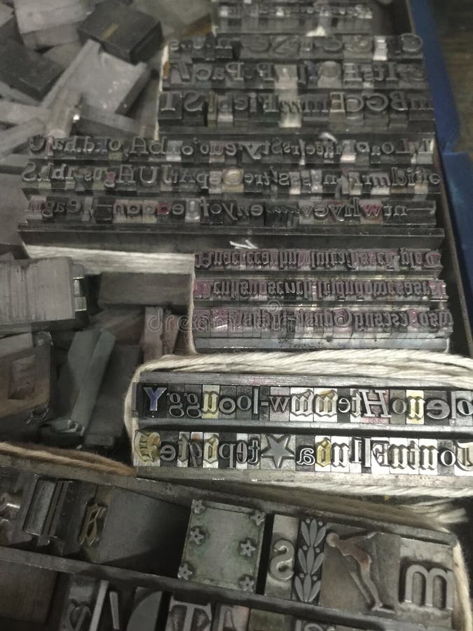 Letterpress Metal Type Locked Up Stock Image - Image of grunge, black ...