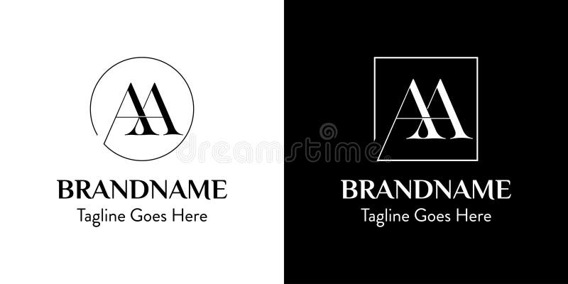 Letters AA in Circle and Square Logo Set, for Business with AA Initials ...