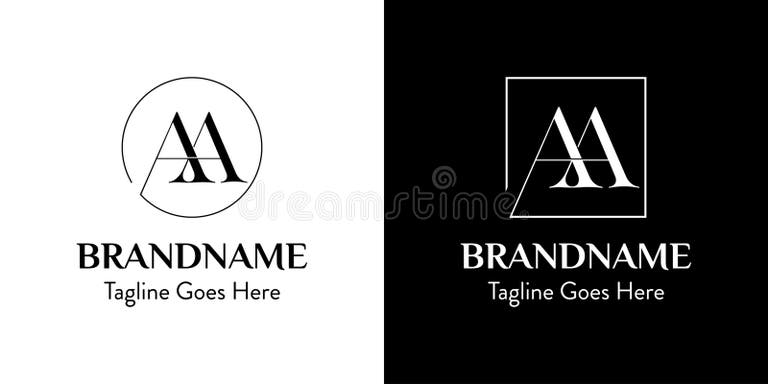 Letters AA in Circle and Square Logo Set, for Business with AA Initials ...