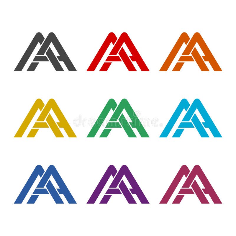 Letters AA Logo Icon, Color Set Stock Vector - Illustration of emblem ...