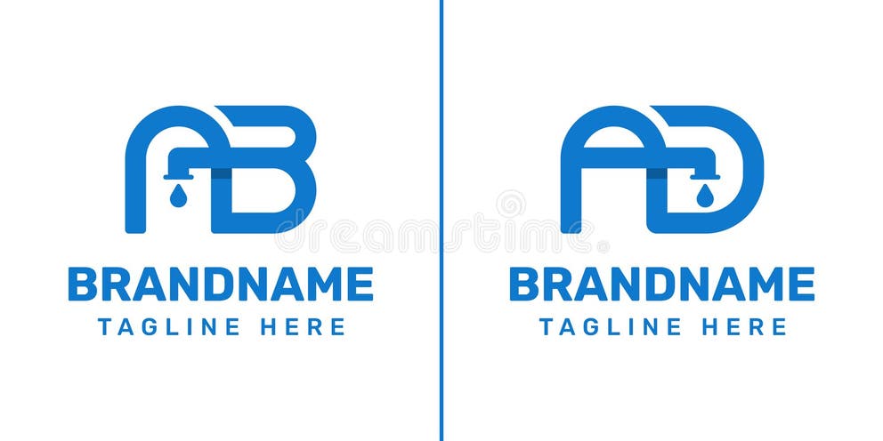 Letters AB and AD Pipe Drop Logo, Symbolizing Plumbing, Flow, and ...