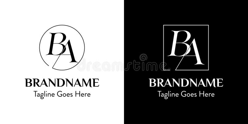 Letters AB in Circle and Square Logo Set, for Business with AB or BA ...