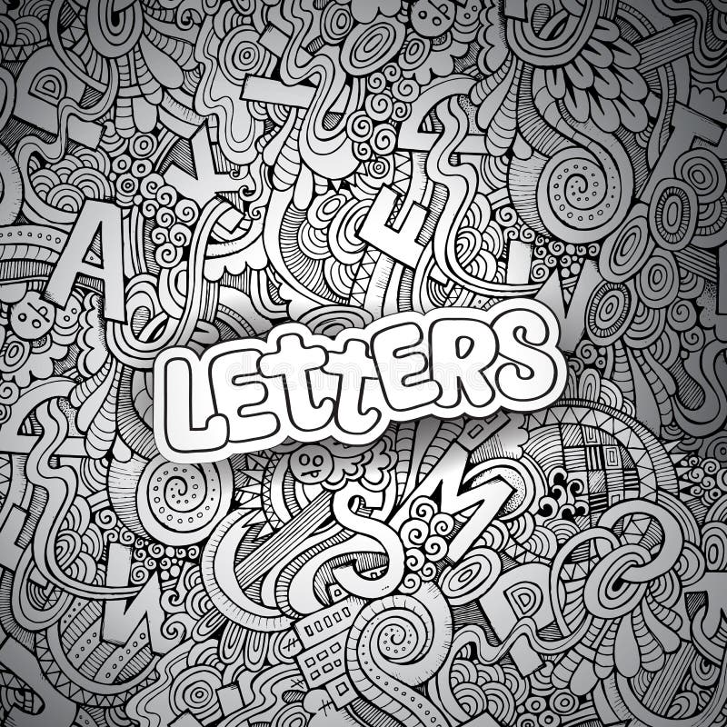 Letters Abstract Decorative Doodles Seamless Pattern. Stock Vector ...