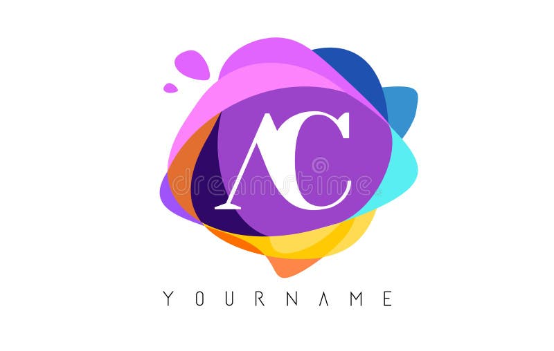 Letters AC a C Logo with Colorful Splat and Geometrical Forms Stock ...