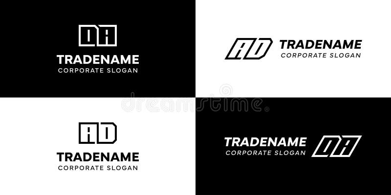 Letters AD and DA Square and Dynamic Logo Set, for Business with ...
