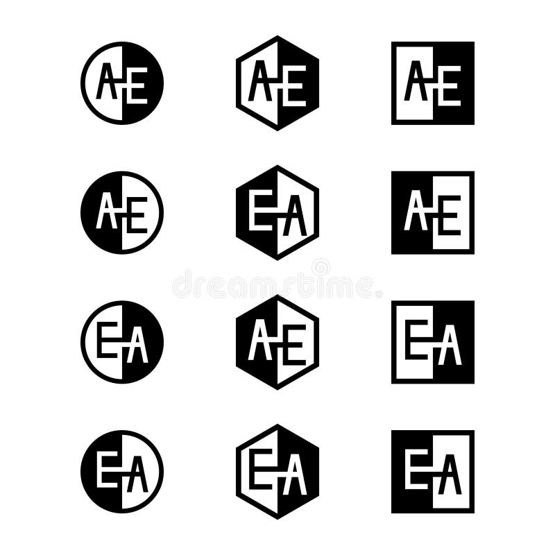 Letters AE and EA Positive and Negative Logo Set, Suitable for Any ...