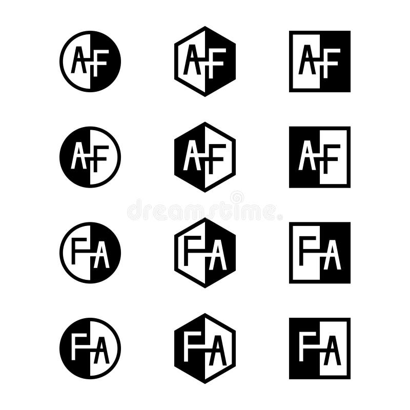 Letters AF and FA Positive and Negative Logo Set, Suitable for Any ...