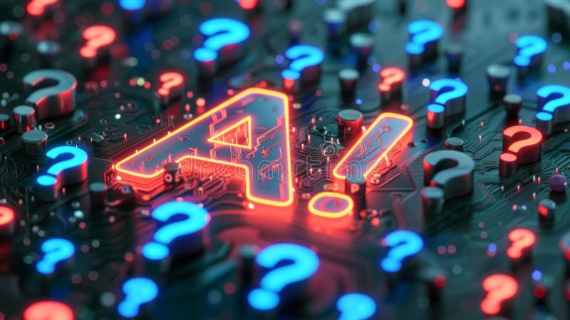Letters AI , Artificial Intelligence and Question Marks on Digital ...