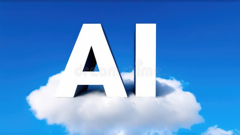 Letters AI on Sky Blue Background with Tiny Cloud Stock Illustration ...
