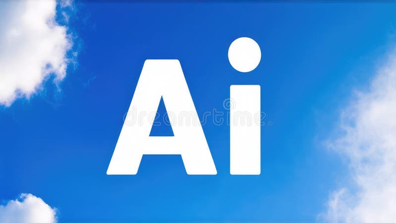 Letters AI on Sky Blue Background with Tiny Cloud Stock Illustration ...