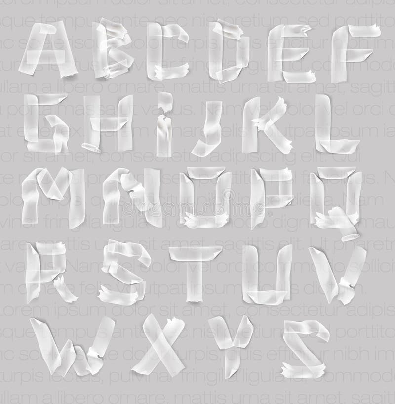 Letters of the Alphabet of Adhesive Transparent Tape Stock Vector ...
