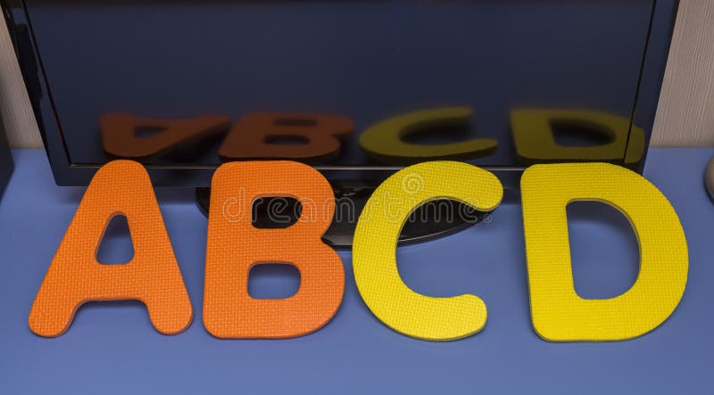 Letters of the Alphabet a B C D on Table with-reflection-2 Stock Image ...