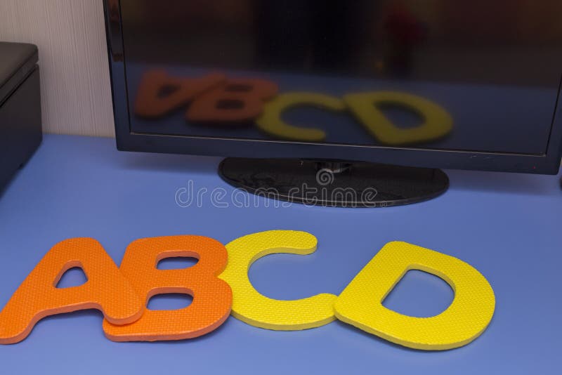 Letters of the Alphabet a B C D on Table with Reflection Stock Image ...