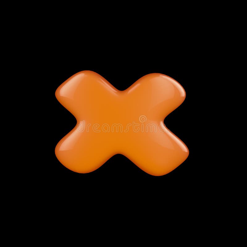 Letters Color X Isolated on Black, 3d Render Stock Illustration ...