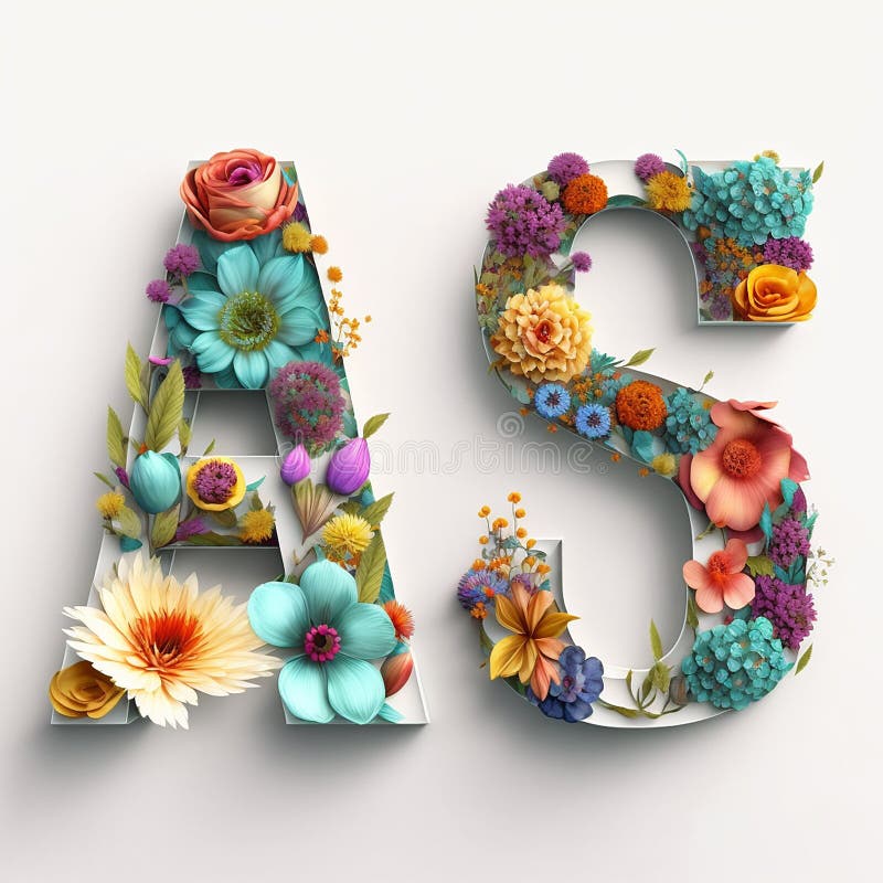 Letters Of The Alphabet Decorated With Flowers Generative Ai Stock
