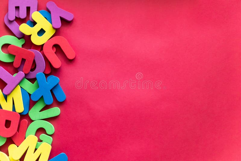 Letters of the Alphabet in Different Colors on a Red Background ...