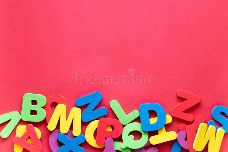 Letters of the Alphabet in Different Colors on a Red Background ...