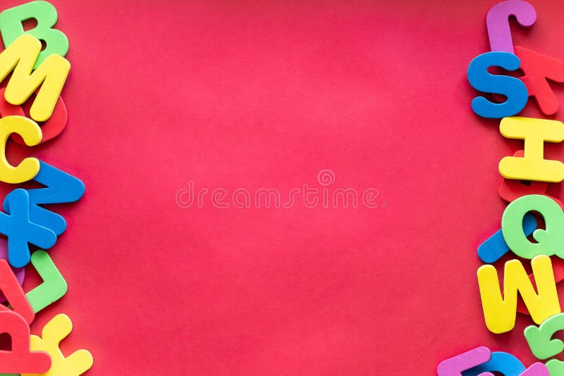 Letters of the Alphabet in Different Colors on a Red Background ...
