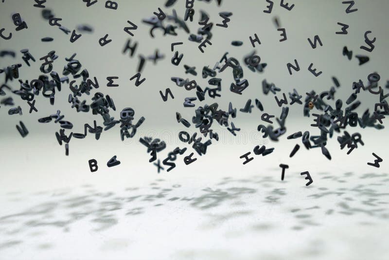 Letters of the Alphabet Falling and Flying Stock Photo - Image of ...
