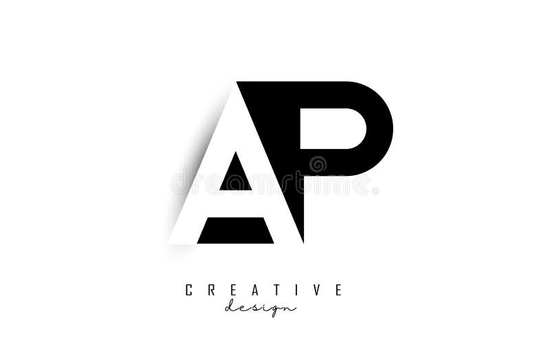 Letters AP Logo with Black and White Negative Space Design. Letters a ...