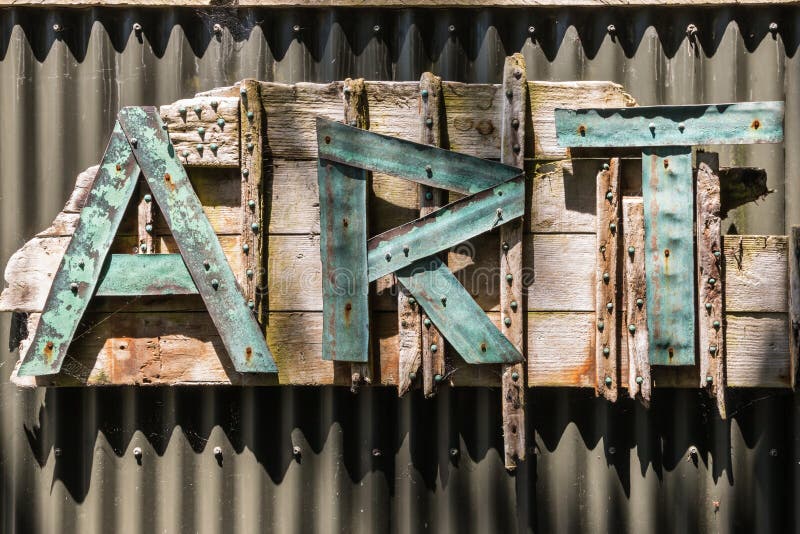 Letters ART on Corrugated Iron Fence Stock Image - Image of design ...