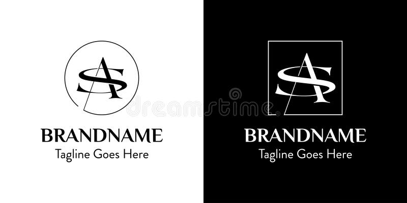 Letters AS in Circle and Square Logo Set, for Business with AS or SA ...