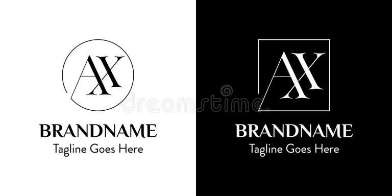 Letters AX in Circle and Square Logo Set, for Business with AX or XA ...