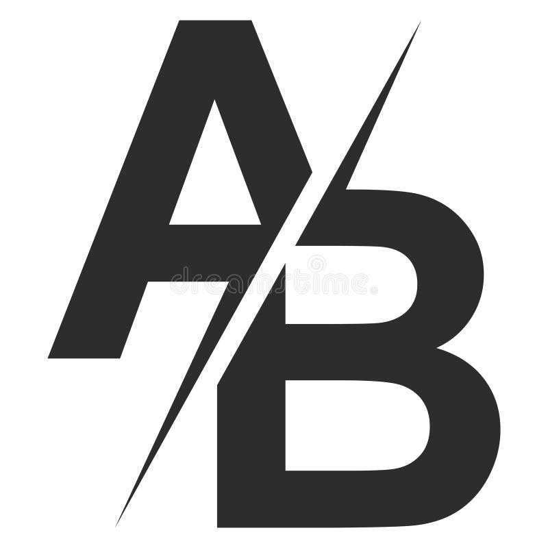 Letters a B Ab Logo Separated Diagonally by Lightning Strike, a Versus ...
