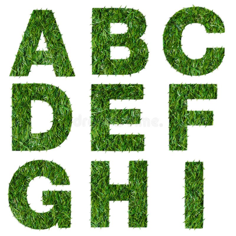 Letters a,b,c,d,e,f,g,h,i Made of Green Grass Stock Image - Image of ...