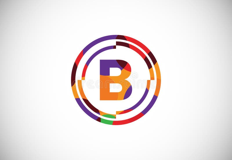 Letters B with Circle Frames Low Poly Art Style. English Alphabet ...