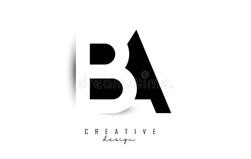 Letters BA Logo with Black and White Negative Space Design. Letters B ...