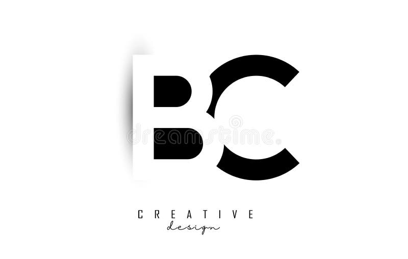 Letters BC Logo with Black and White Negative Space Design. Letters B ...
