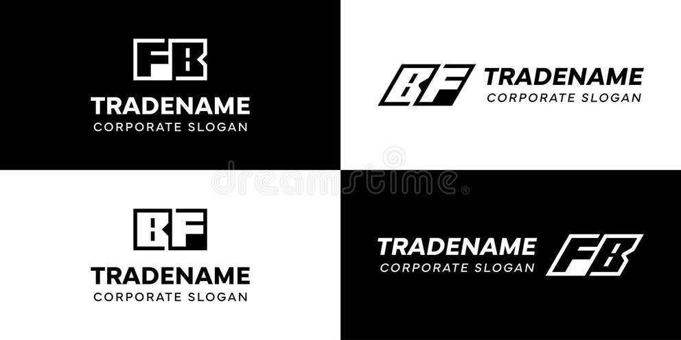Letters BF and FB Square and Dynamic Logo Set, for Business with ...