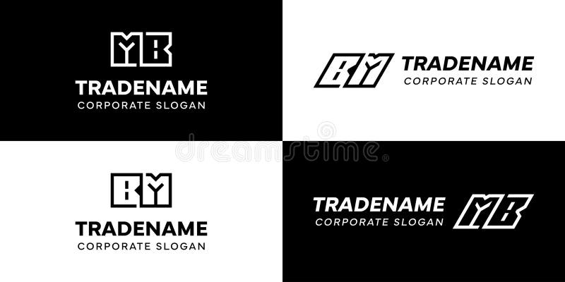 Letters BM and MB Square and Dynamic Logo Set, for Business with ...
