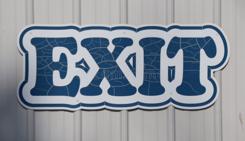 A Blue and White Exit Sign. Stock Illustration - Illustration of arrow ...