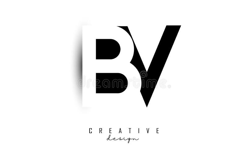 Letters BV Logo with Black and White Negative Space Design. Letters B ...