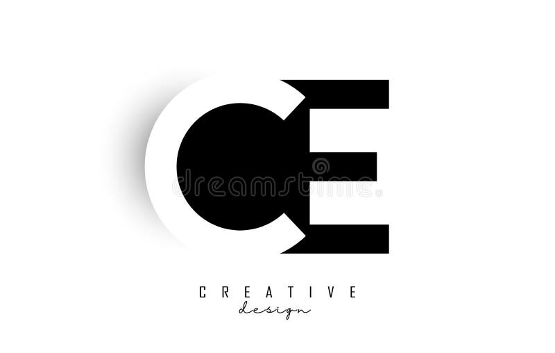 Letters CE Logo with Black and White Negative Space Design. Letters C ...