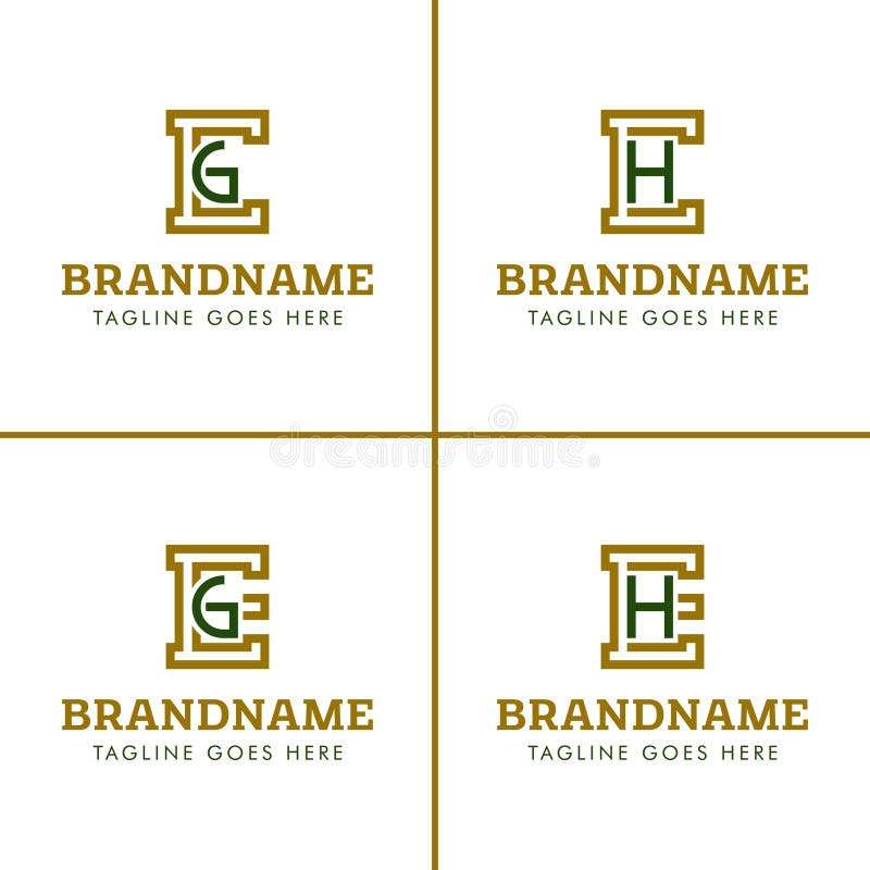Letters CG CH EG EH Monogram Logo Set, for CG GC CH HC EG GE EH he ...