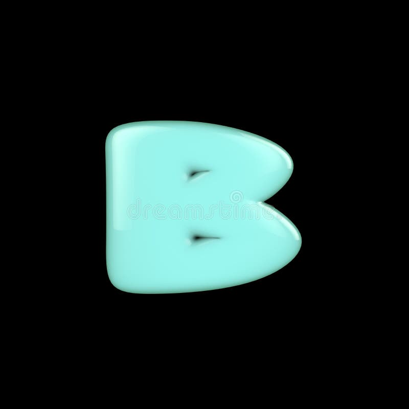 Letters Color B Isolated on Black, 3d Render Stock Illustration ...