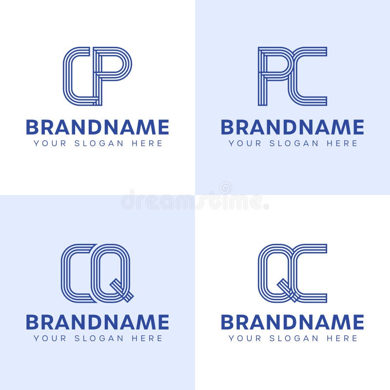 Letters CP PC CQ QC Monogram Logo Set, for Business with CP PC CQ QC ...
