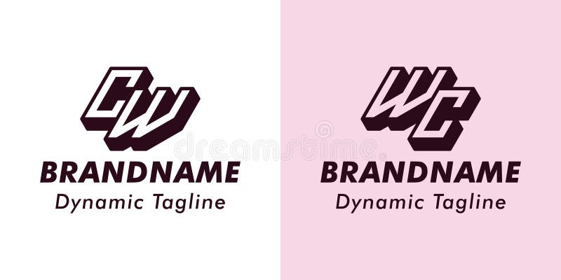 Letters CW and WC 3D Monogram Logo, Suitable for Business with CW or WC ...