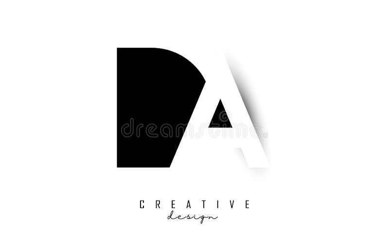Letters DA Logo with Black and White Negative Space Design. Letters D ...