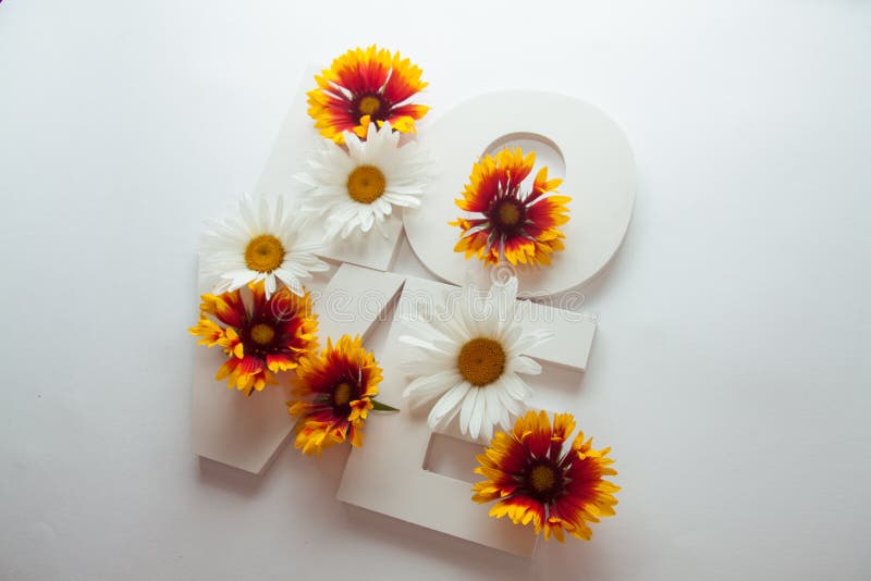 Letters with daisy flowers stock image. Image of valentine - 72965507
