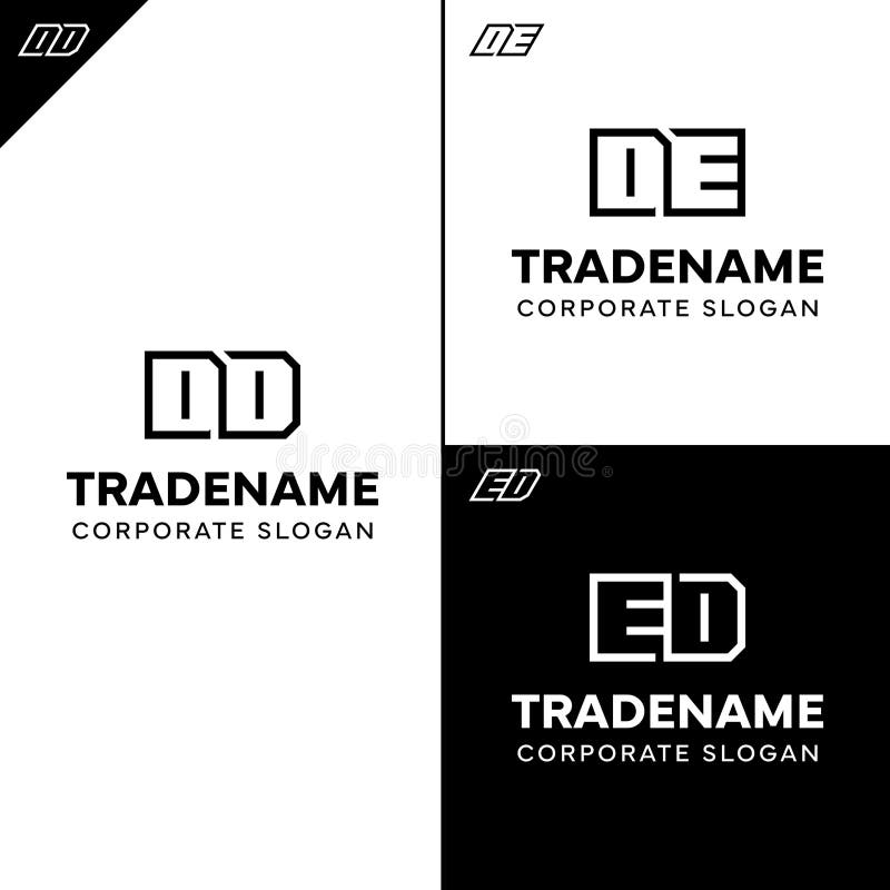 Letters DD DE ED Square and Dynamic Logo Set Stock Vector ...