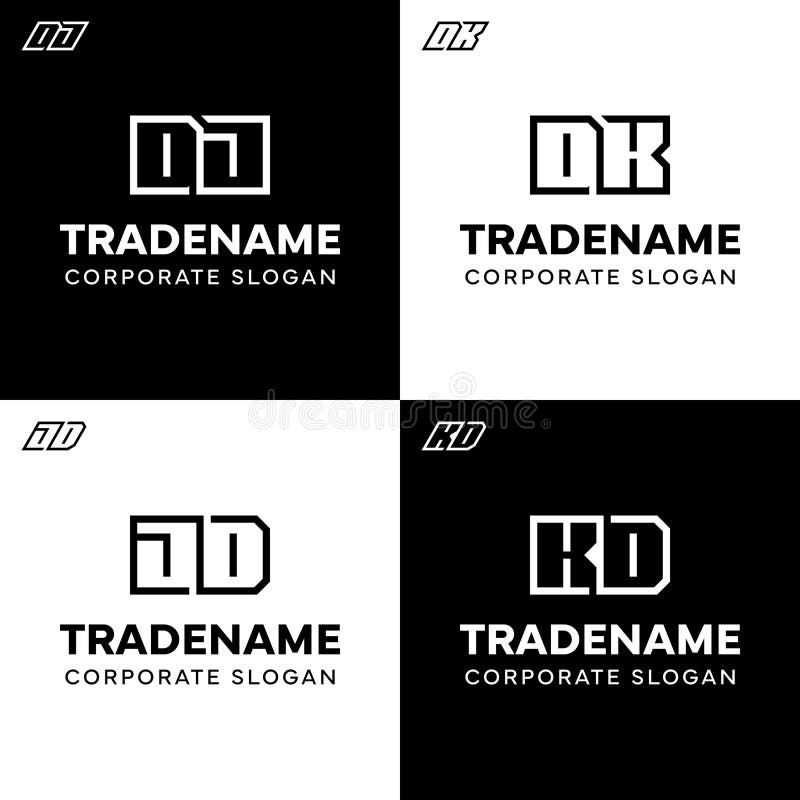 Letters DJ JD DK KD Square and Dynamic Logo Set Stock Vector ...