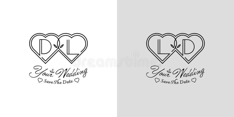 Letters DL and LD Wedding Love Logo, for Couples with D and L Initials ...