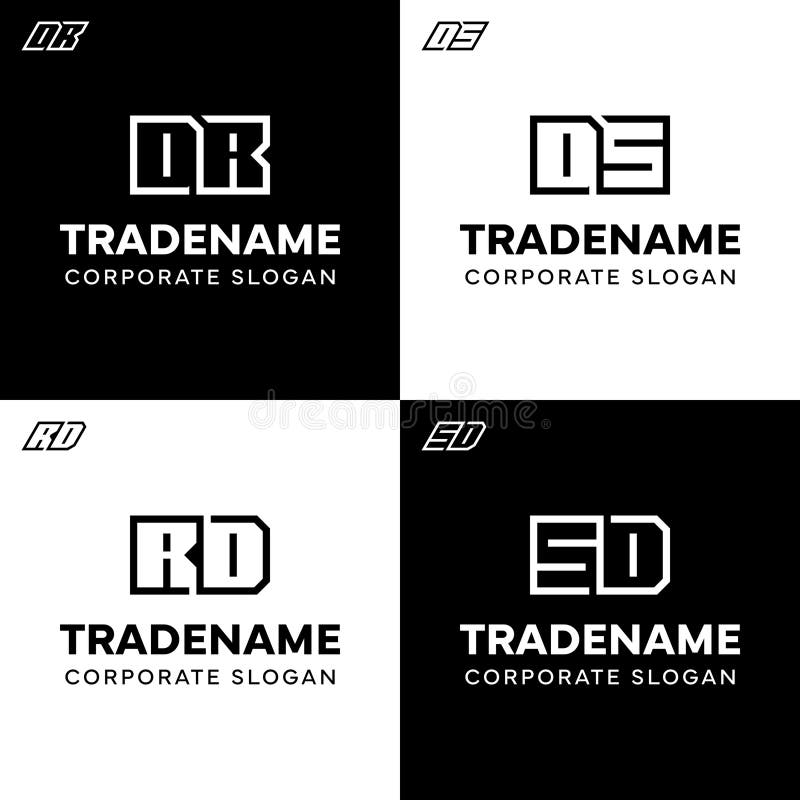 Letters DR RD DS SD Square and Dynamic Logo Set Stock Vector ...