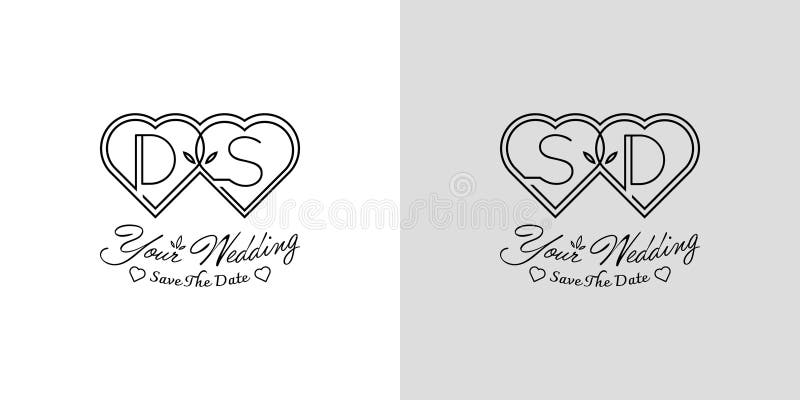 Letters DS and SD Wedding Love Logo, for Couples with D and S Initials ...